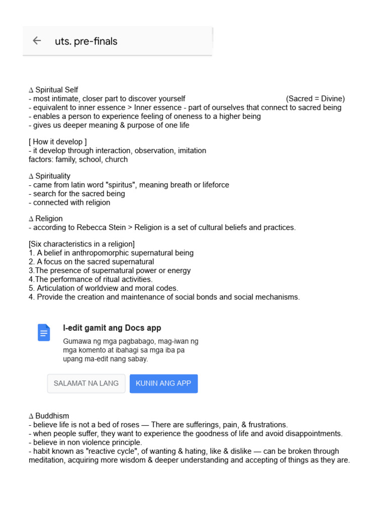 Uts. Pre Finals | PDF | Noble Eightfold Path | Meditation