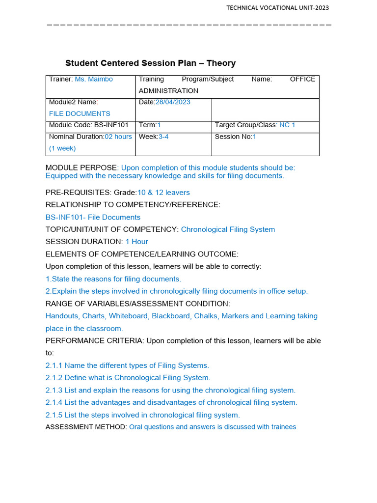 Theory and Practical Session Plans | PDF | Career & Growth | Computers