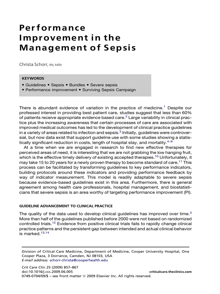 Performance Improvement in The Management of Sepsis - 2009 - Critical ...