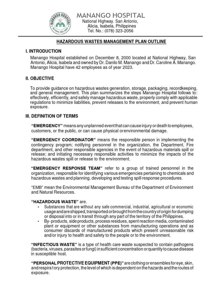 Hazardous Waste Management Plan Outline With Geotagged | PDF | Waste ...