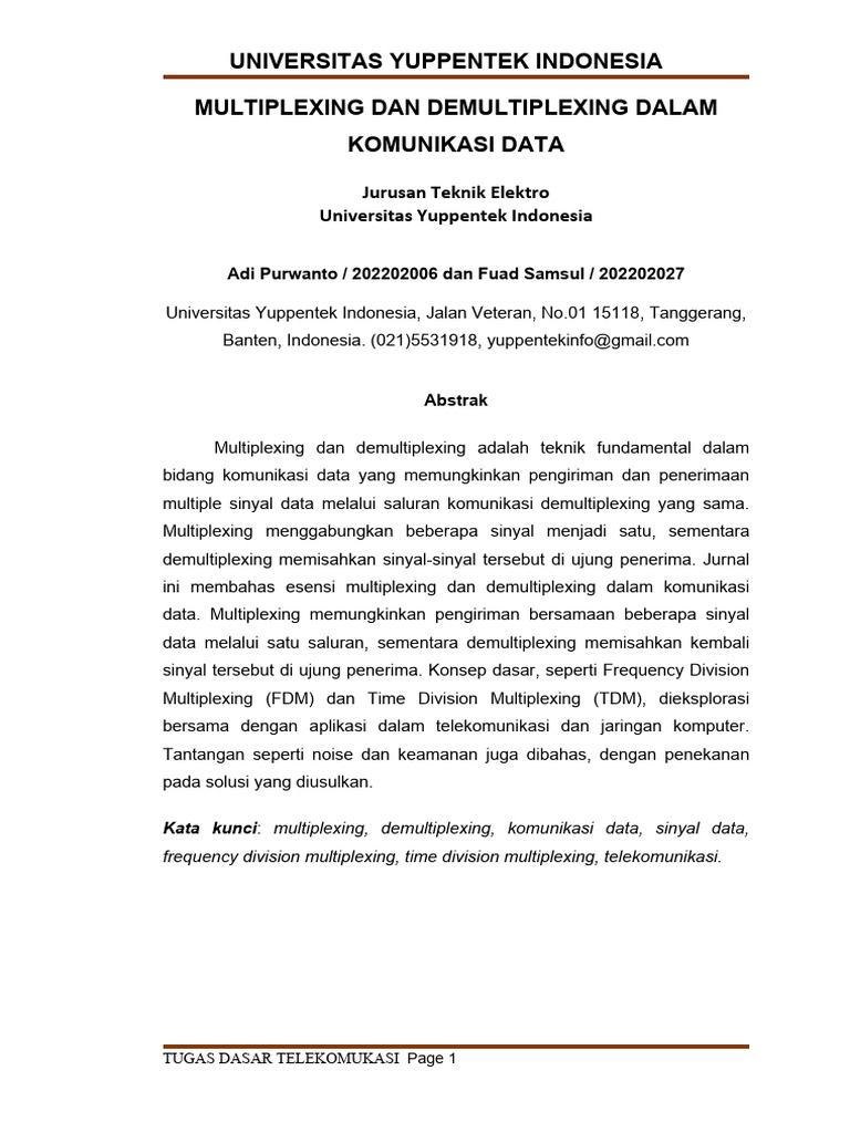 Journal Multiplexing Dan Demultiplexing 2023 | PDF