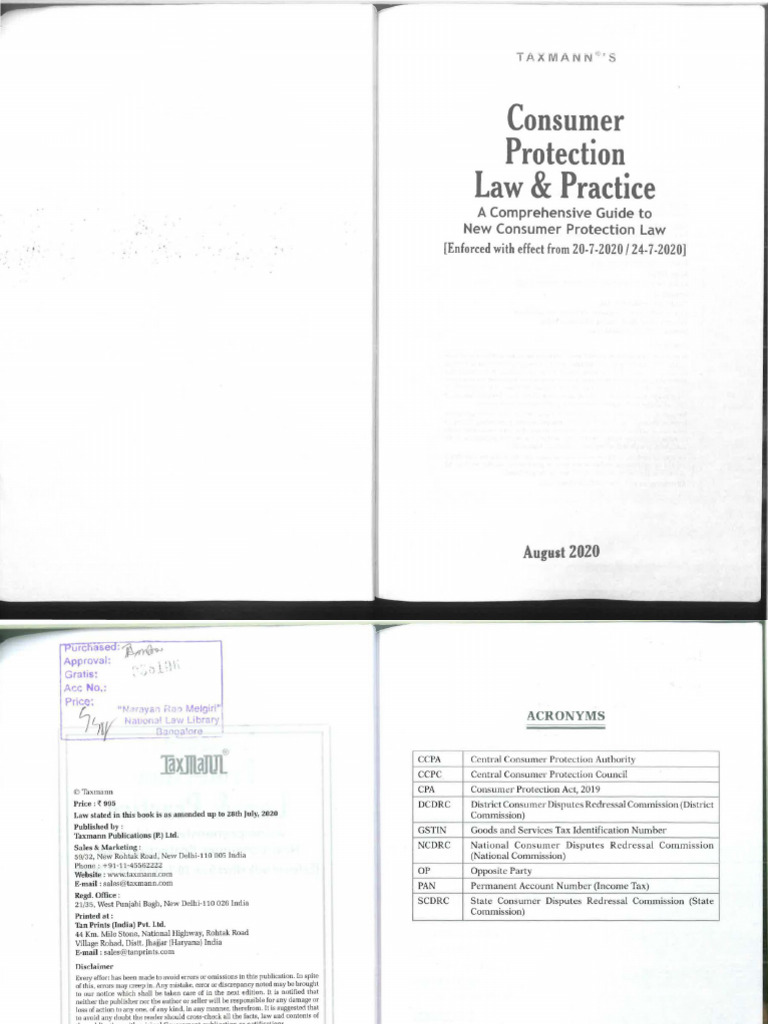 Consumer Protection Law Practice: (Enforced With Effect From 20-7-2020 ...