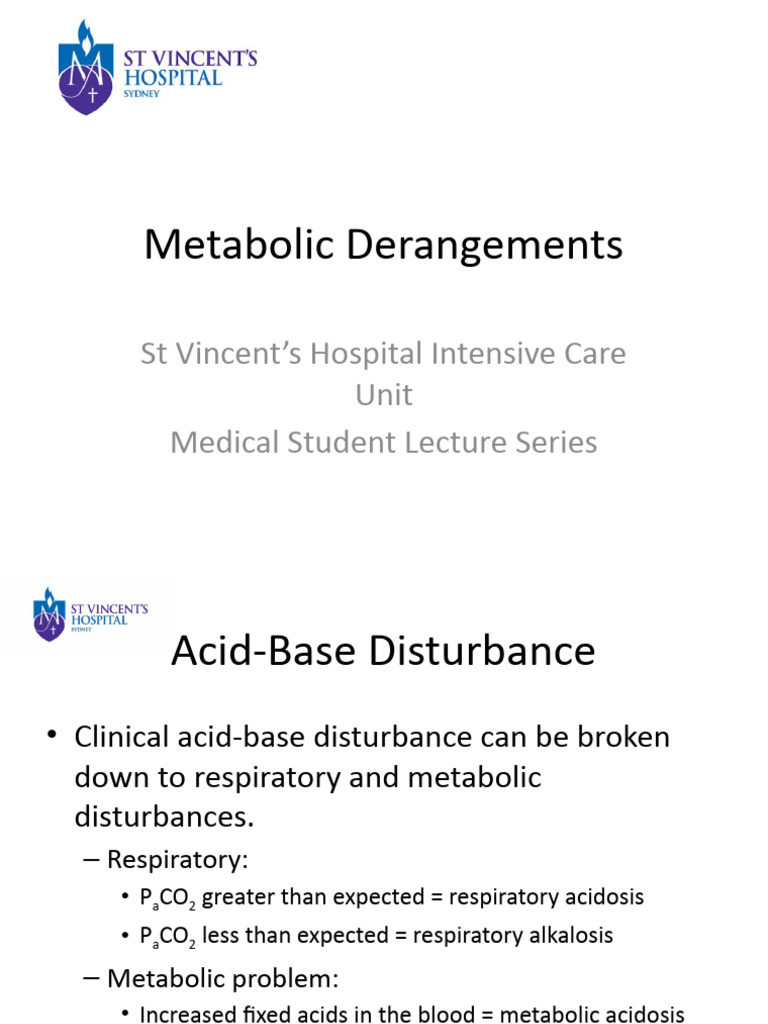 Metabolic Derangements | PDF | Physiology | Human Diseases And Disorders