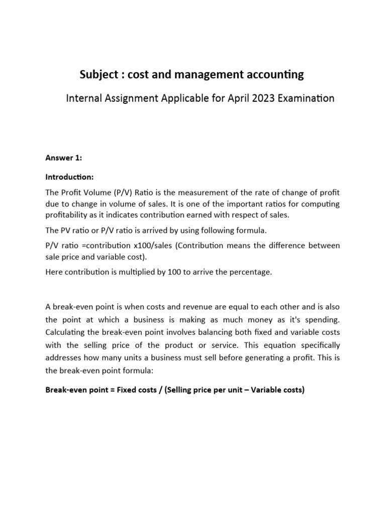 Cost and Management Accounting | PDF