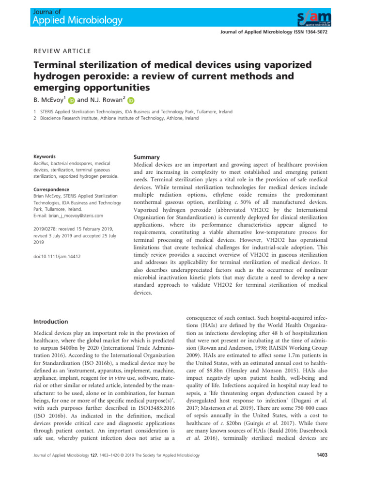 J of Applied Microbiology - 2019 - McEvoy - Terminal Sterilization of ...
