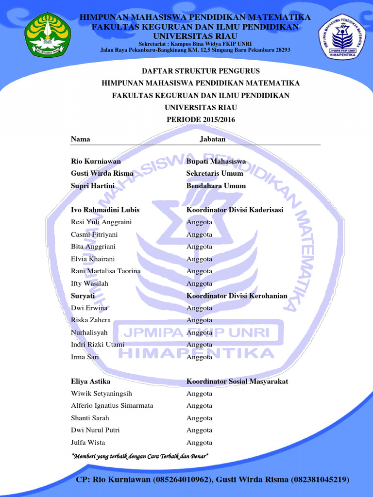 Lampiran 2 (Struktur Pengurus HIMA) | PDF