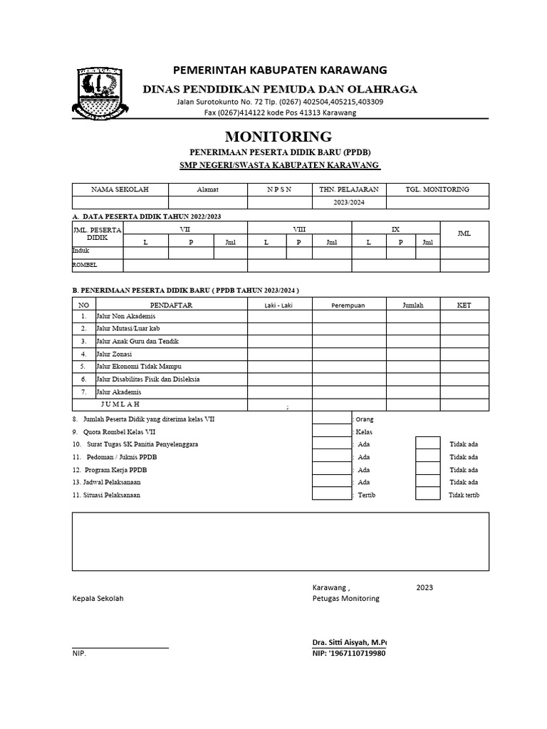 Instrumen Monitoring PPDB 2023 | PDF