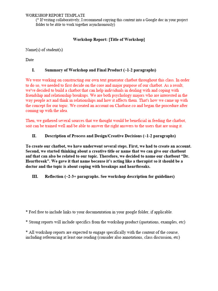 Workshop Report Template | PDF