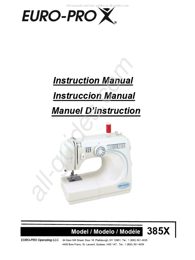EuroPro 385X Sewing Machine Instruction Manual | PDF