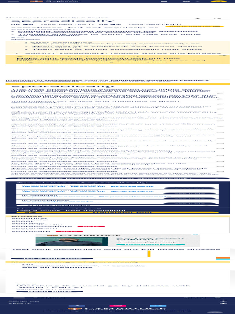 Definition and Usage of Sporadically | PDF | Linguistics | Human ...
