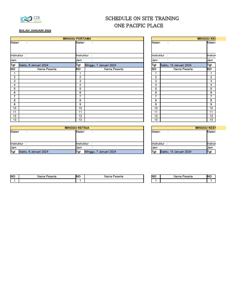 Jadwal Training Opp | PDF