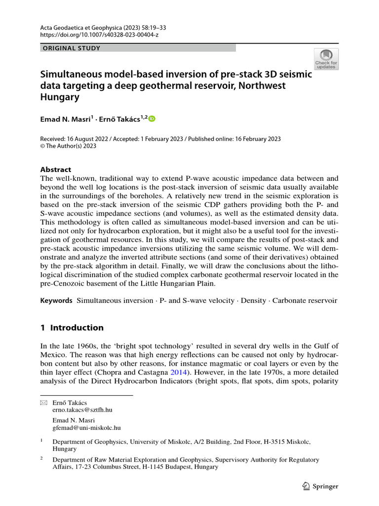 Simultaneous Model Based Inversion of Pre Stack 3D Seismic Data ...