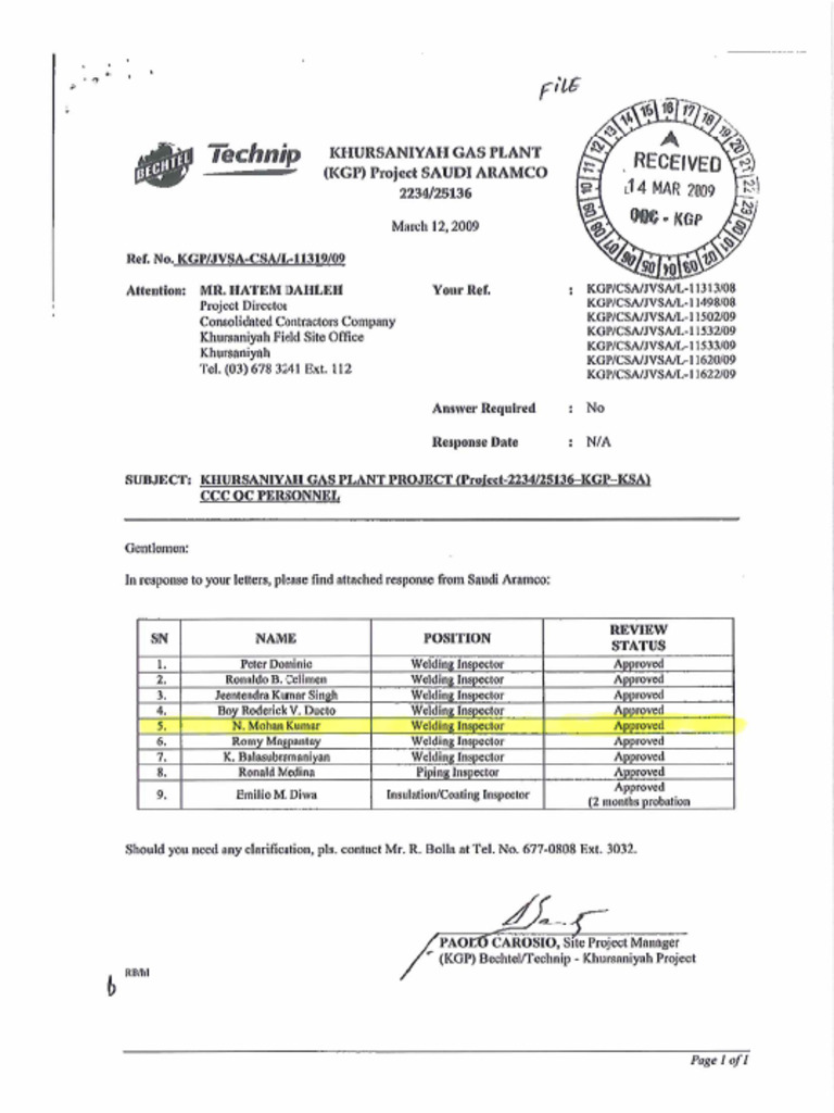 SAUDI Aramco Approval | PDF