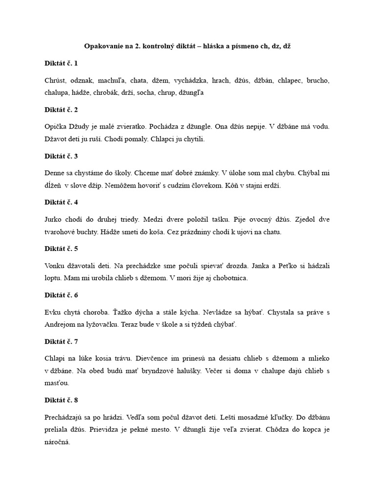 Opakovanie Na Diktã¡t - 2. | PDF