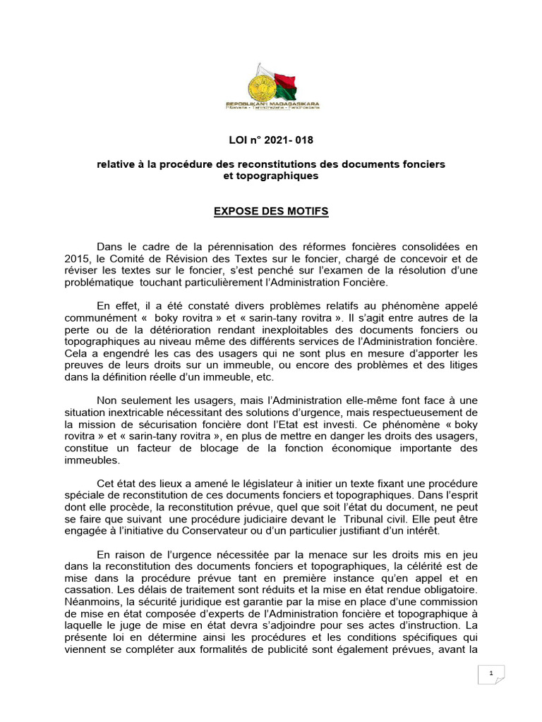 Reconstitution des documents fonciers et topographiques | PDF | Juge | Loi