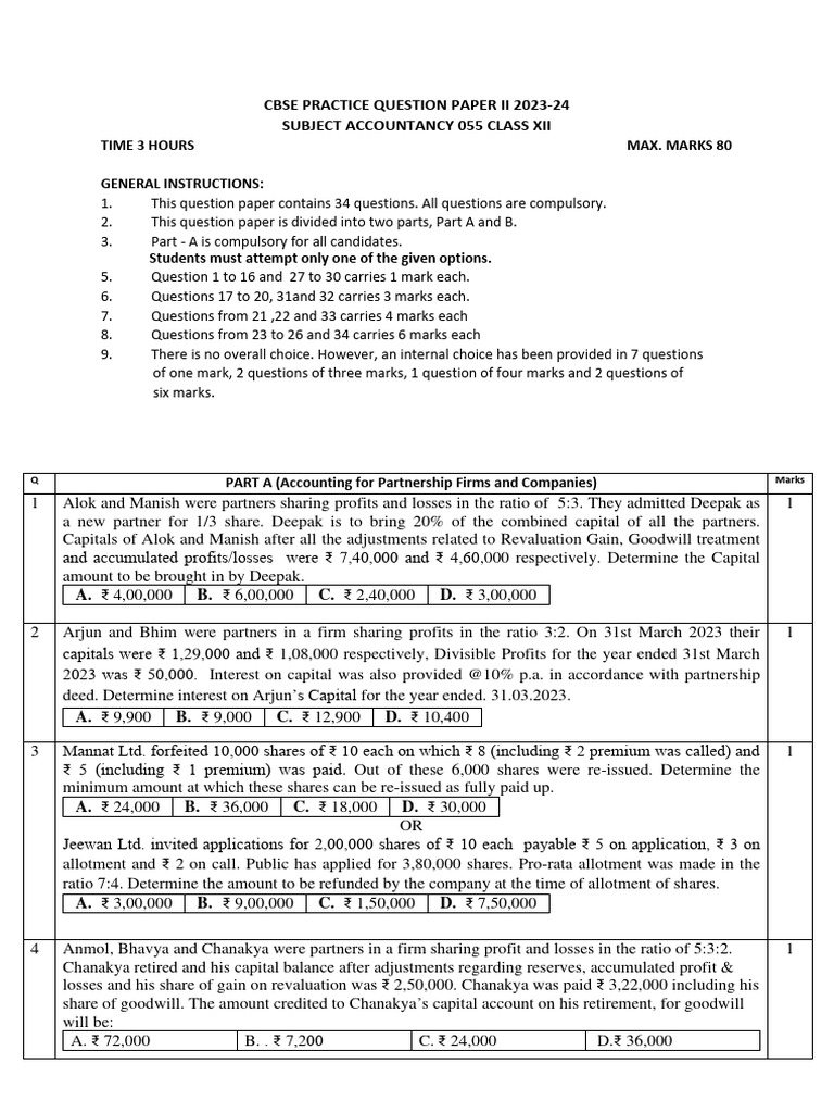 SQP 11 Accountancy | PDF | Expense | Balance Sheet