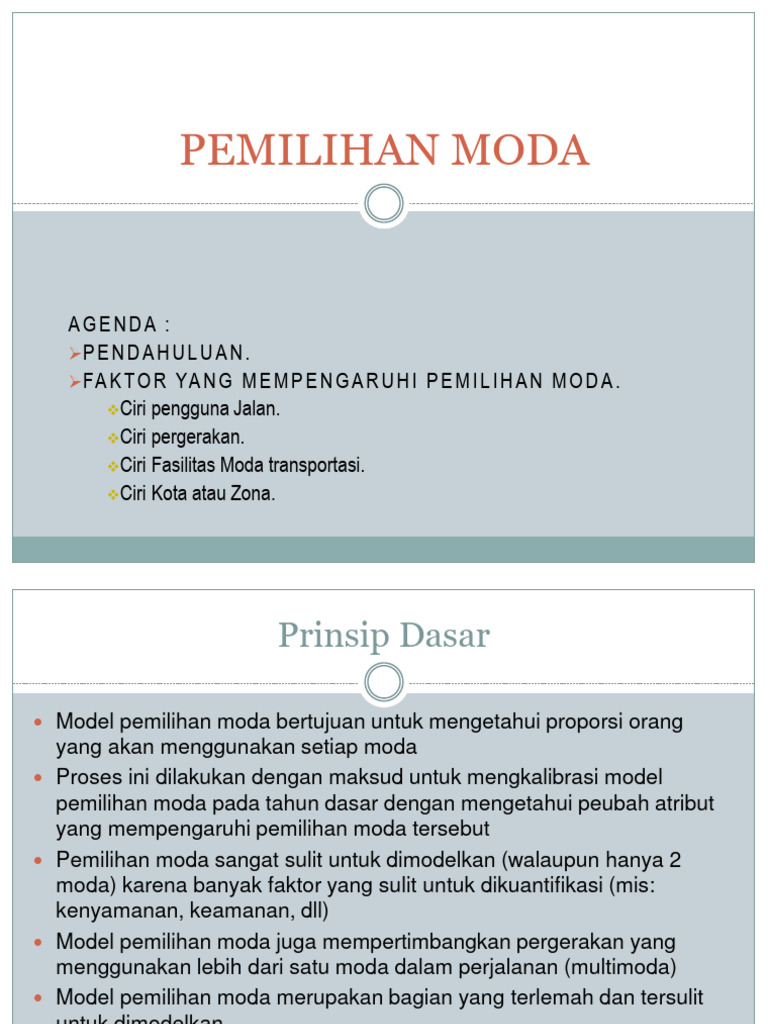 Model Pemilihan Moda (Modal Split) 23 | PDF