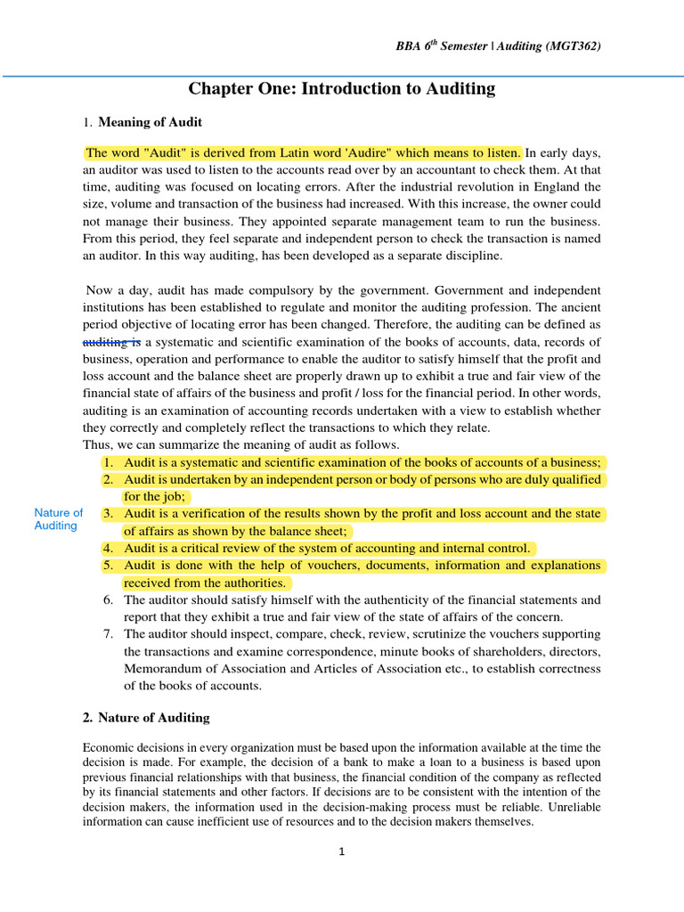 Introduction To Auditing | PDF | Audit | Internal Control