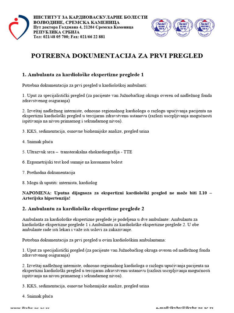 Dokumentacija Prvi Pregled IKVBV | PDF