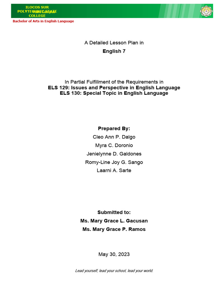 Detailed Lesson Plan 1 | PDF | Noun | Linguistics Detailed Lesson Plan 1 | PDF | Noun | Linguistics