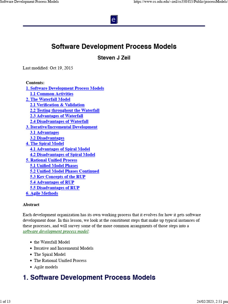 Software Development Process Models Pdf 