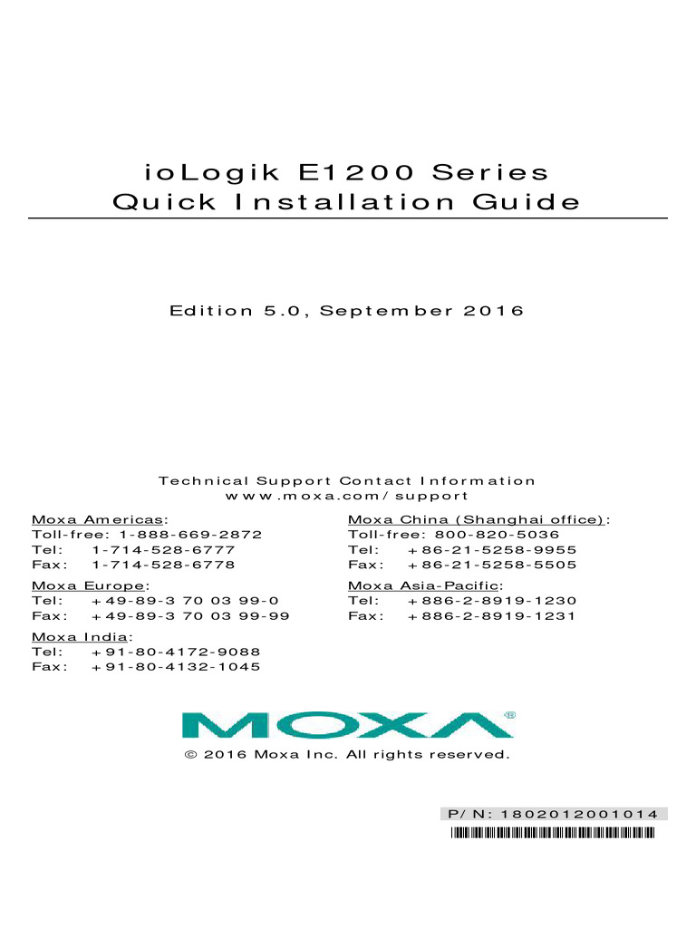 Moxa Remote I o Iologik E1214 Installation Guide | PDF | Relay ...