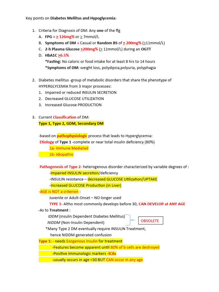 DM Hypogly Notes | PDF