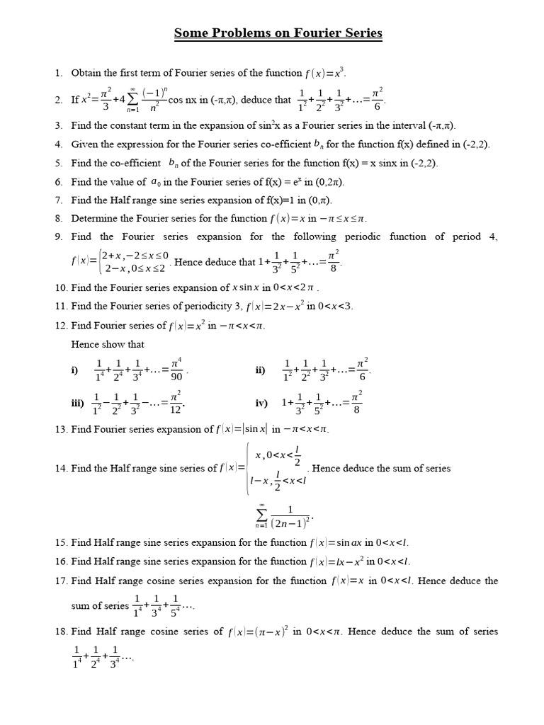Fourier Series Problems | PDF