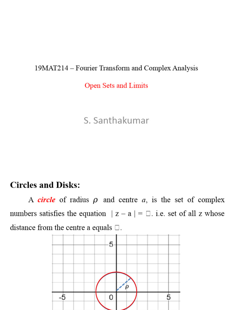 L2 - Open Sets and Limits - 19MAT214 - Fourier Transform and Complex ...