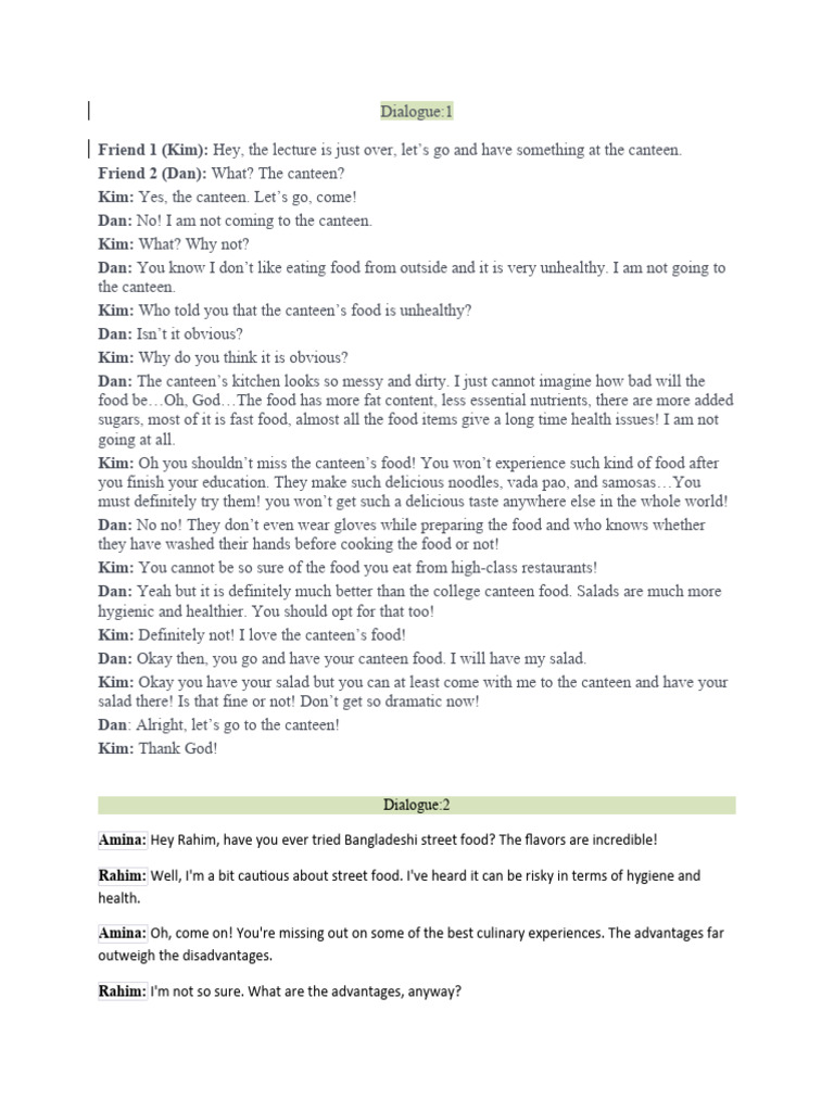 Dialogue on Bangladeshi Street Food | PDF | Cooking, Food & Wine ...