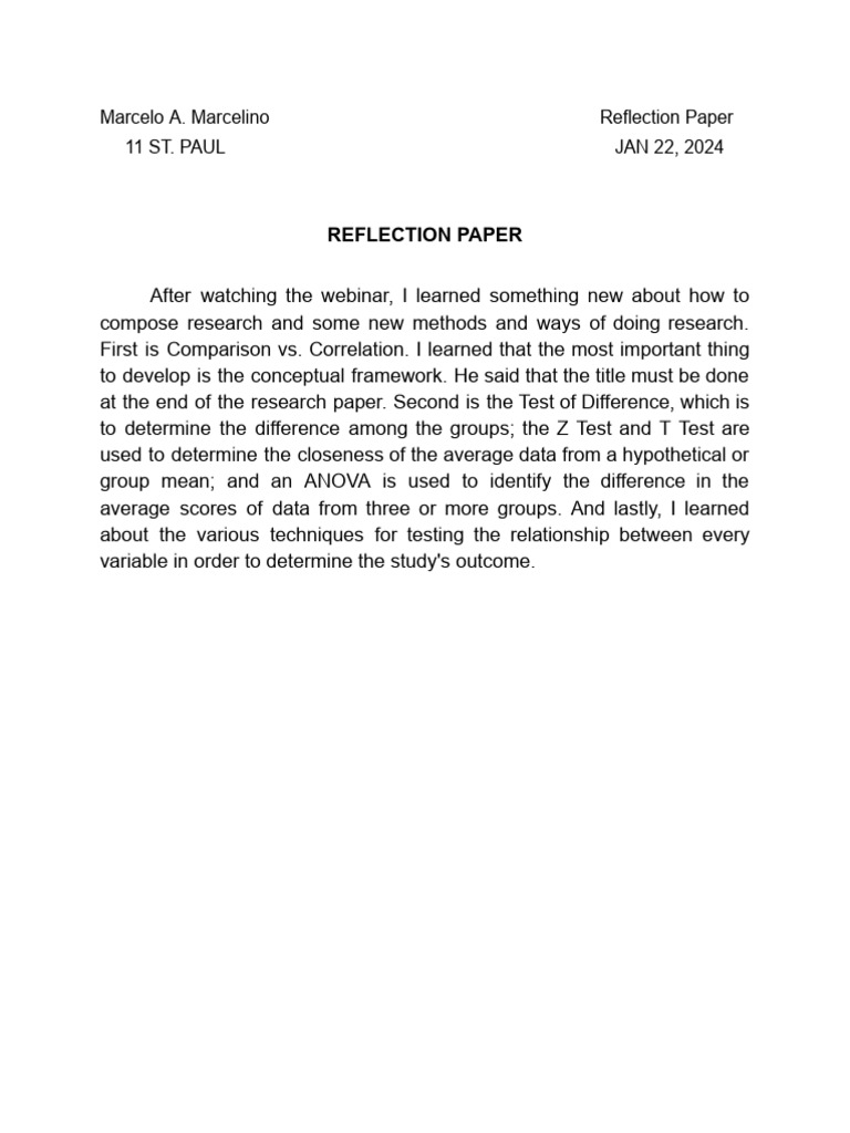 Webinar Reflection Paper | PDF