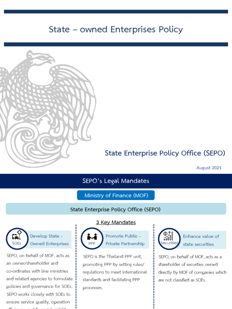 ข้อมูลนโยบายรัฐวิสาหกิจ (State - owned Enterprises Policy) ในประเทศไทย | Download Free PDF ...