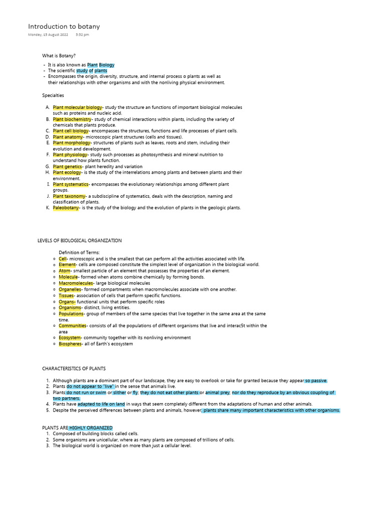 Intro To Botany | PDF