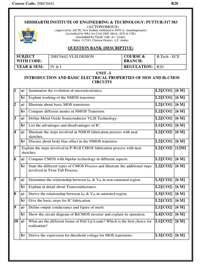 Vlsi QB | PDF | Teaching Methods & Materials | Computers