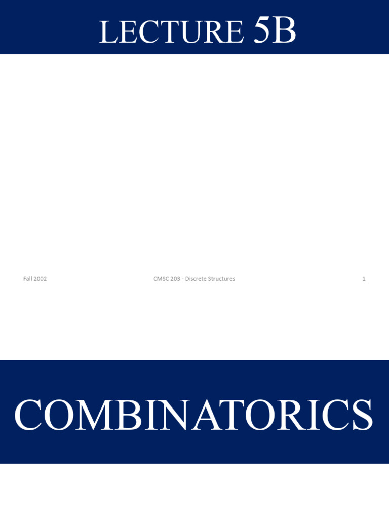 Lecture 5b Counting Permutation Combinations Binomial Theorem Pdf 