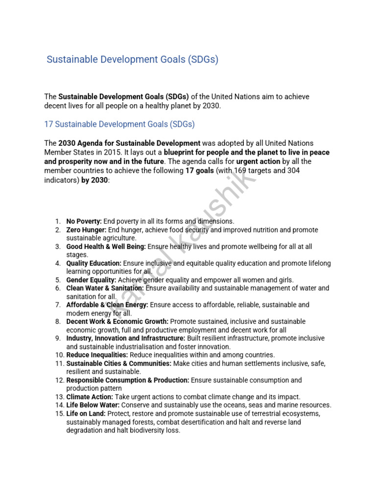 Unit - 2.5 Sustainable Development Goals | PDF | Sustainability ...