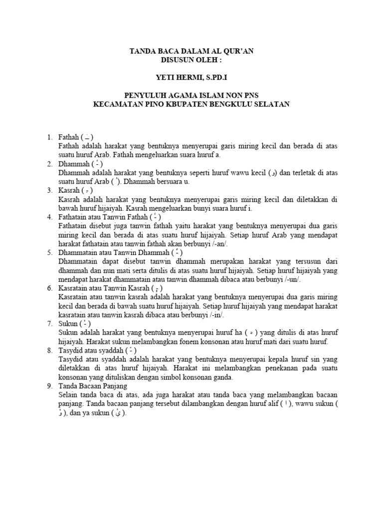 Tanda Baca Dalam Al Qur'an | PDF | Puisi
