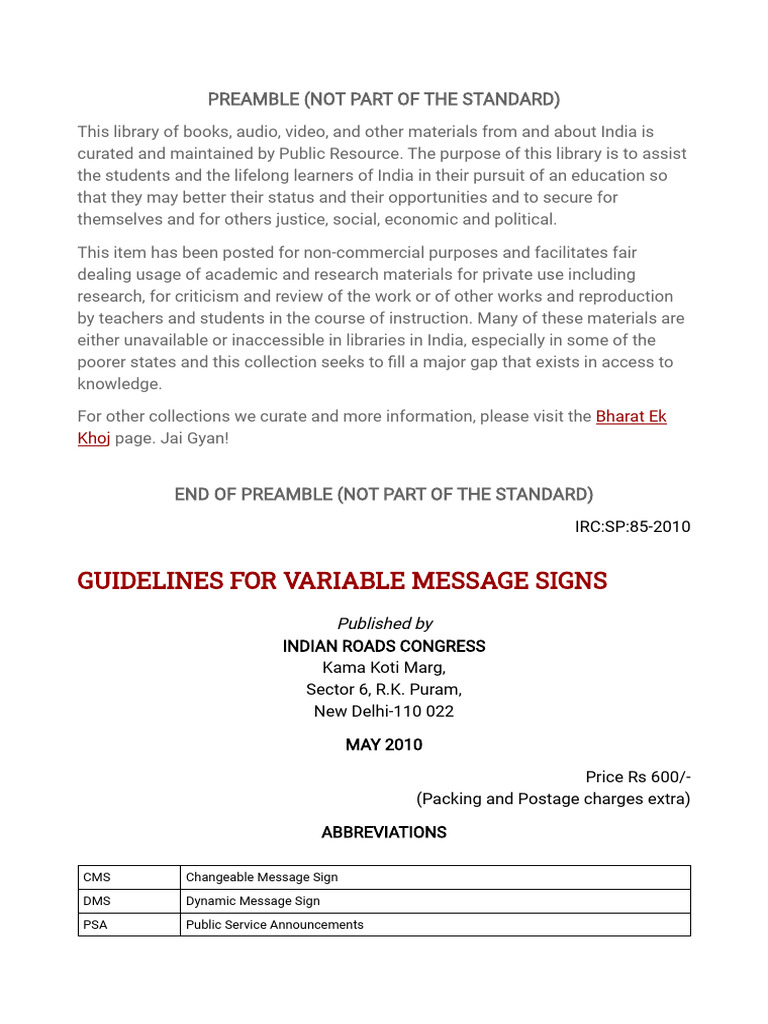 Guidelines For Variable Message Signs | PDF | Traffic | Transport