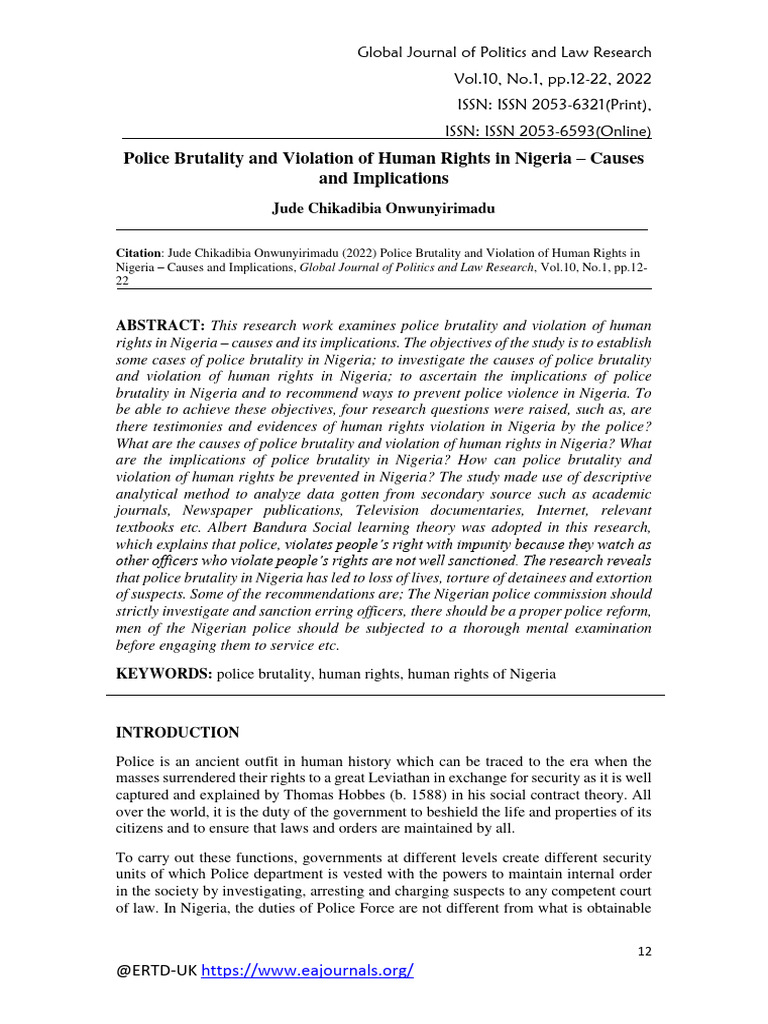Police Brutality and Human Rights in Nigeria | PDF | Police | Human Rights