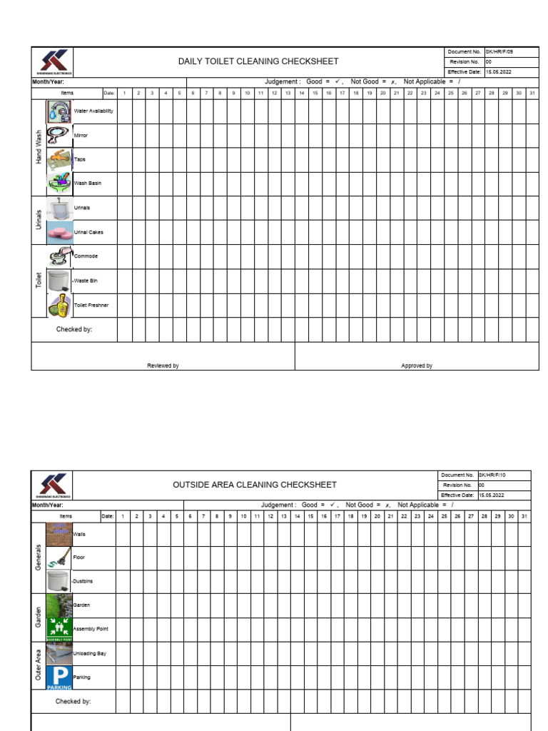 09. 10. Daily Toilot Cleaning Check Sheet - Copy | PDF