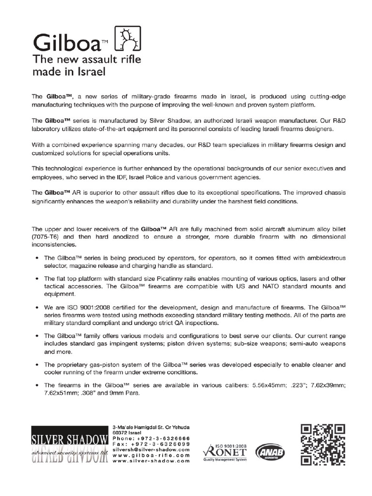 Gilboa-Rifle-Catalog New 2014 | PDF | Firearms | Rifle