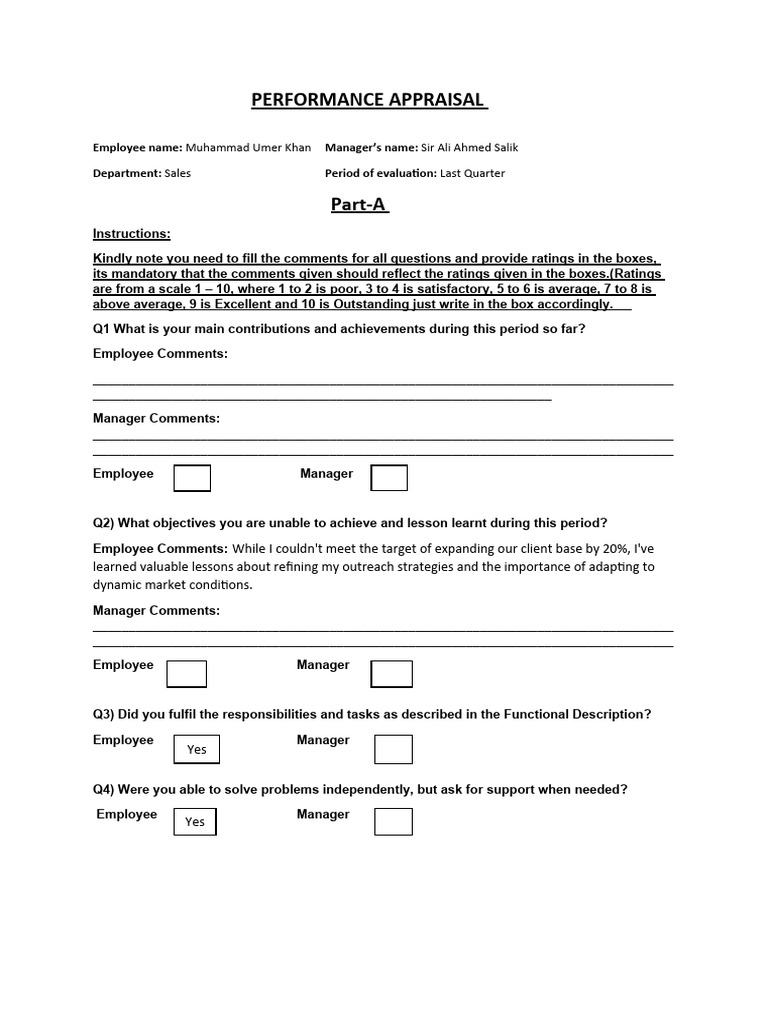 Performance Appraisal Form For Employees 2023 | PDF | Performance Appraisal | Organizational ...
