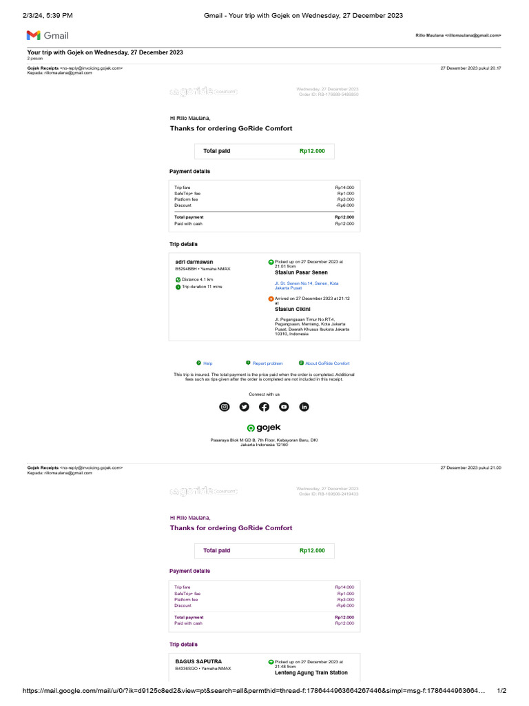 Gmail - Your Trip | PDF | Jakarta | Service Industries