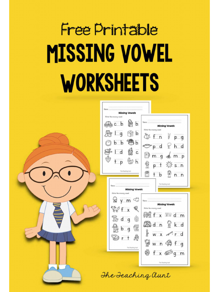 Missing Vowel Worksheets For Kindergarten | PDF