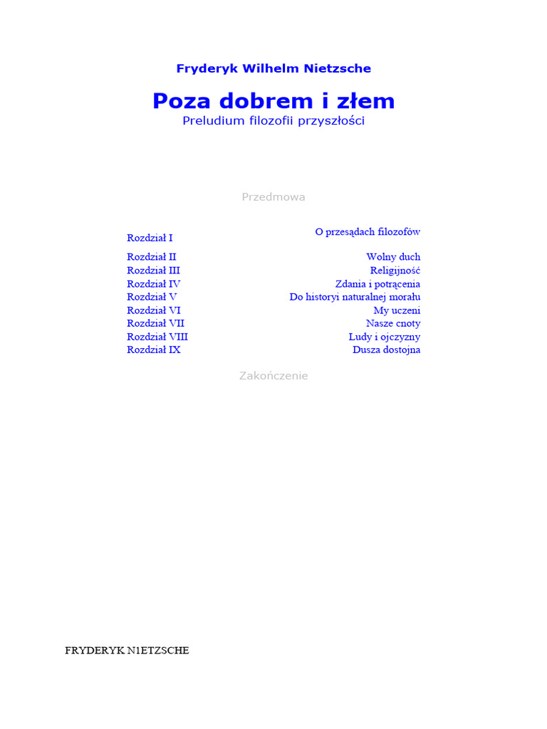 Fryderyk Nietzsche - Poza Dobrem I Złem | PDF