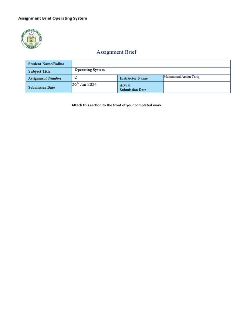 Operating System Assignment 2 | PDF