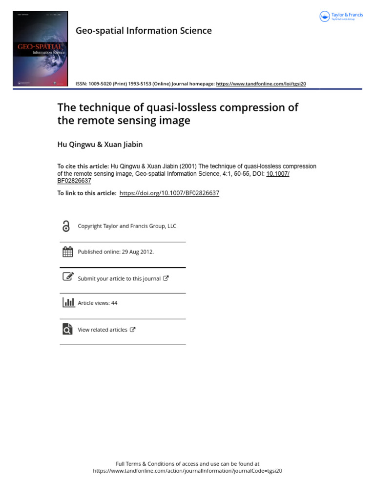 The Technique of Quasi Lossless Compression of The Remote Sensing Image | PDF | Data Compression ...