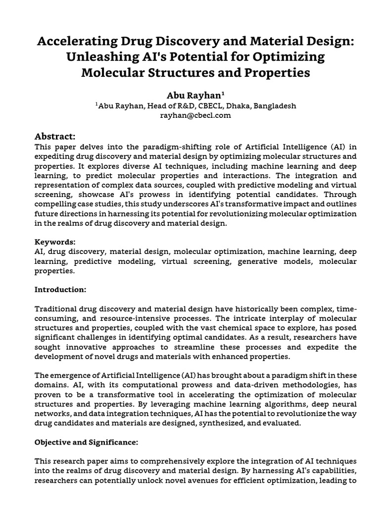 Accelerating Drug Discovery and Material Design | PDF | Artificial Intelligence | Intelligence ...