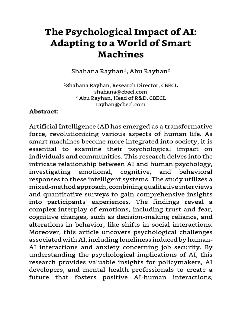 AI's Psychological Impact Unveiled | PDF | Artificial Intelligence ...