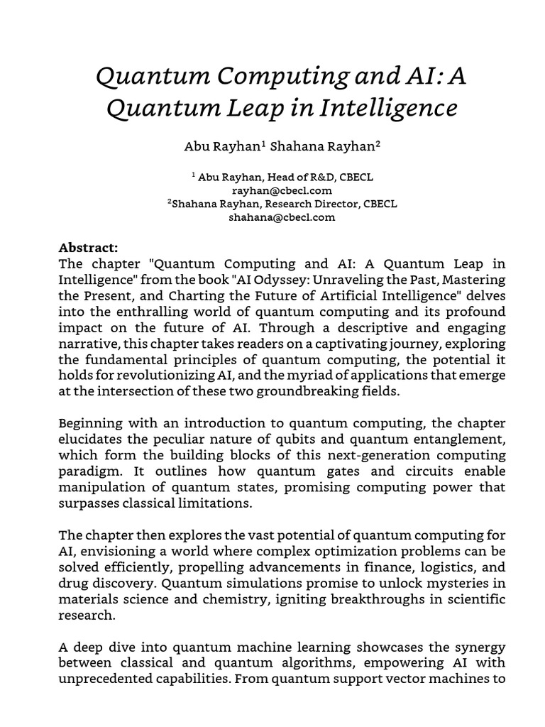 Quantum Computing and AI A Quantum Leap in Intelligence | PDF | Quantum Computing | Artificial ...